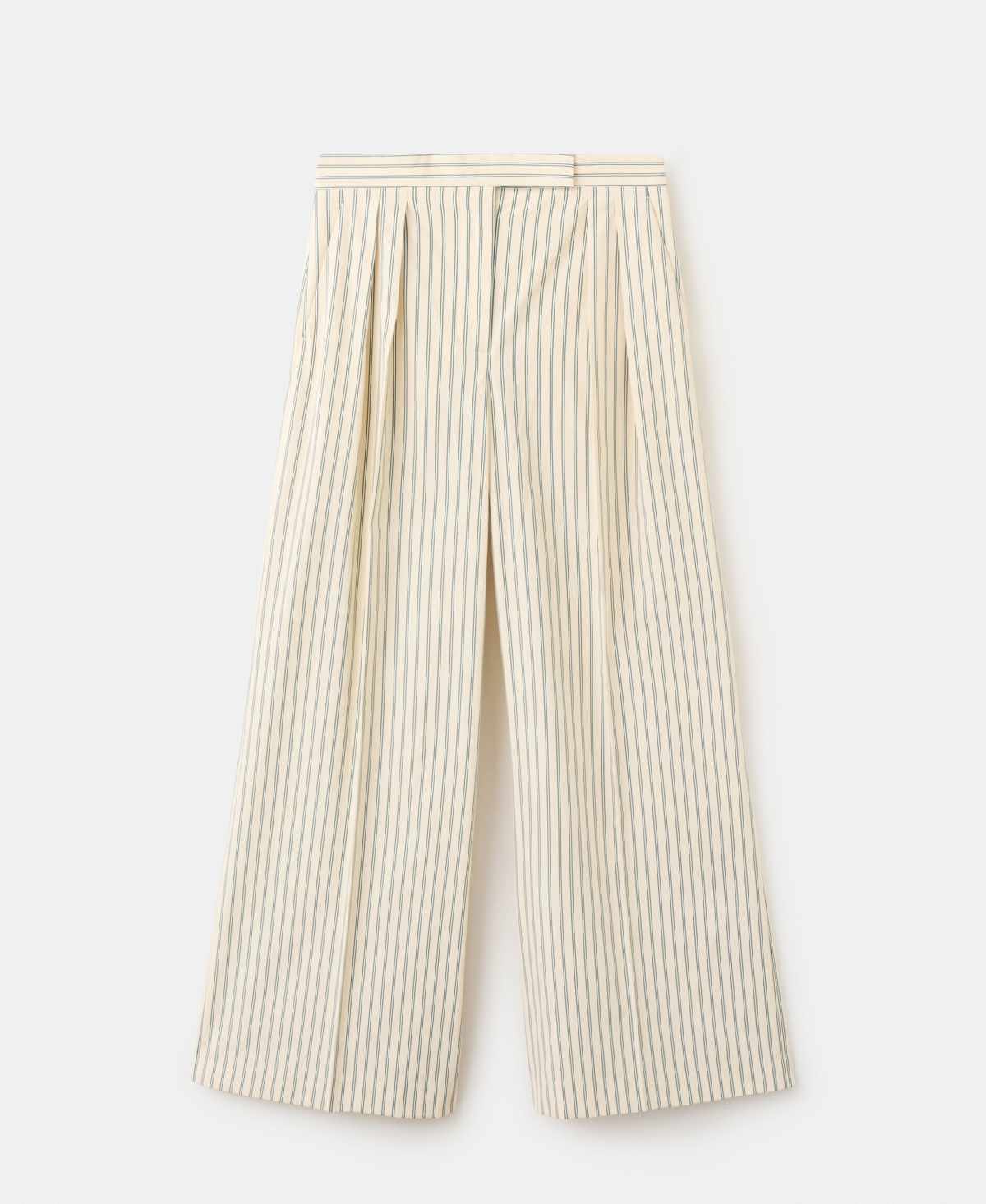 Click here for Mango Womens Chalk-Stripe Straight Pants - Yellow prices