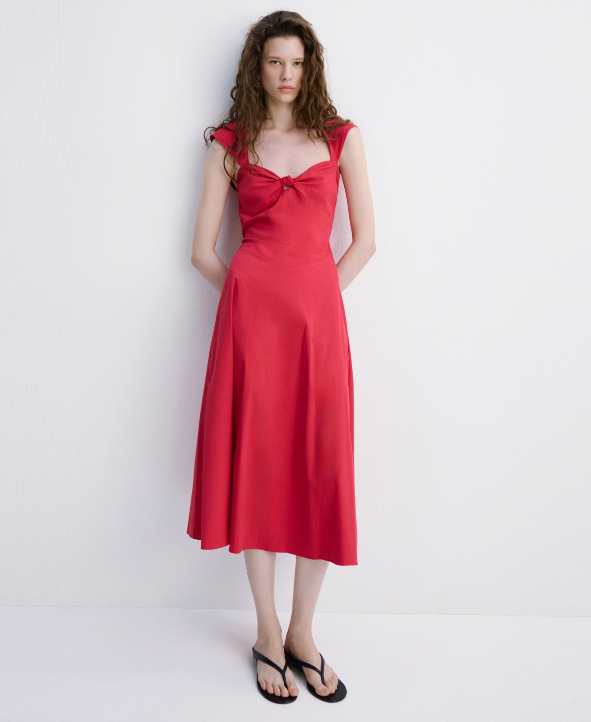 Click here for Mango Womens Open Back Midi-Dress - Red prices
