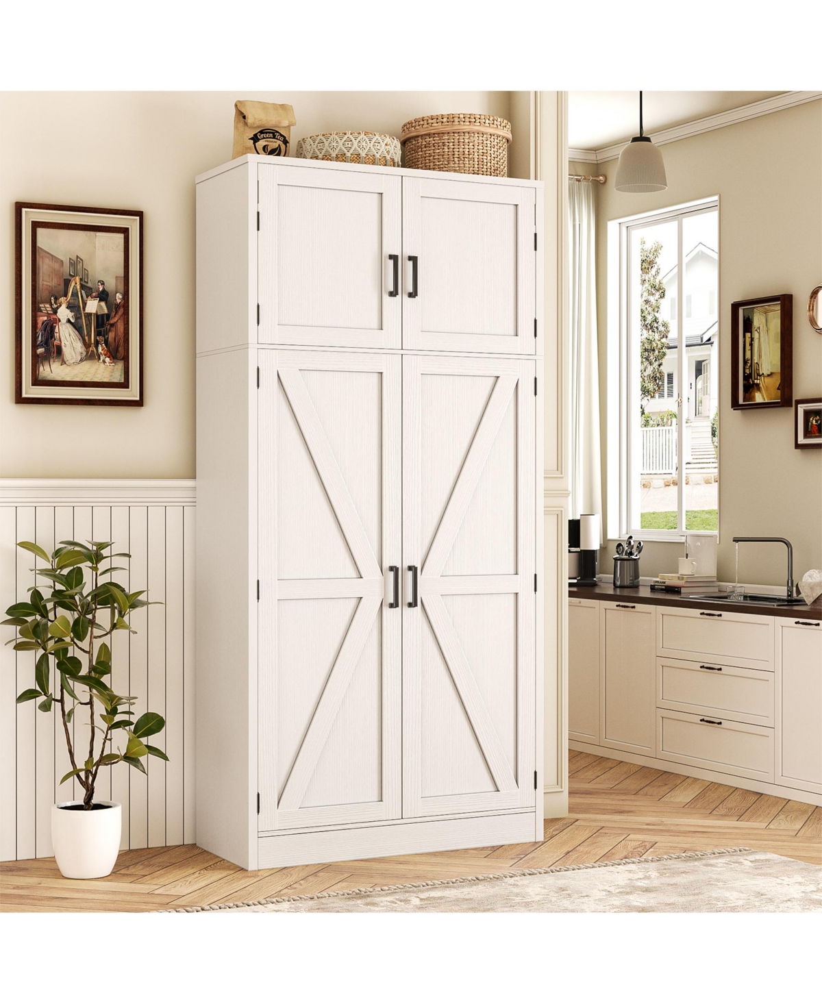 Click here for Aheaplus 71 Tall Wooden Pantry Cabinet with Shelve... prices