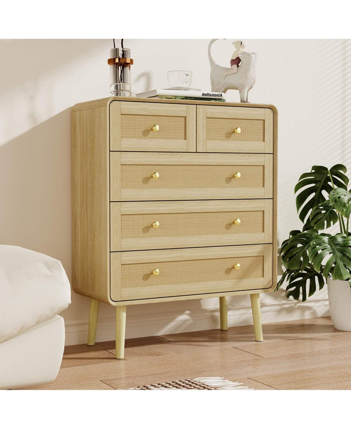 Click here for Homsee 5-Drawer Chest of Drawers Rattan Door Cabin... prices