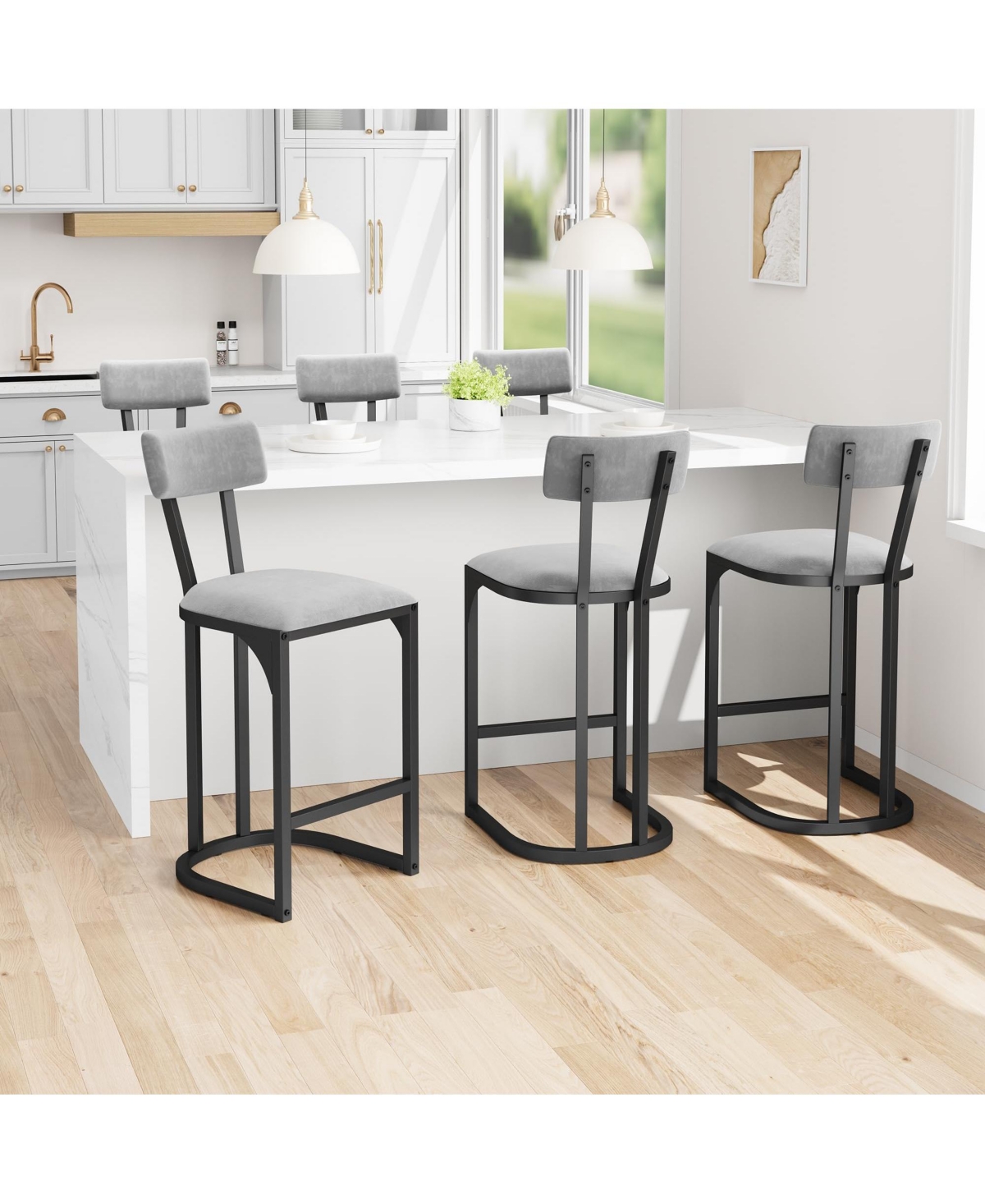 Click here for homfan Set of 6 Counter Height Bar Stools - Curved... prices