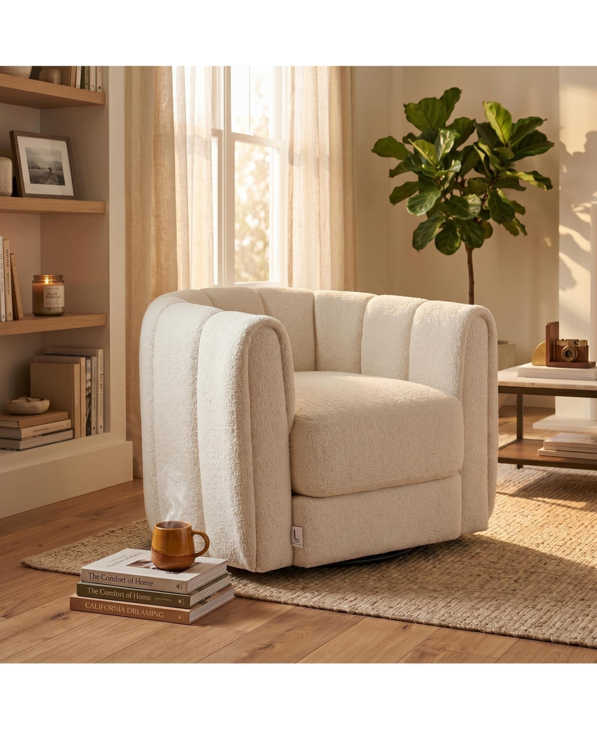 Click here for homfan Modern Swivel Barrel Accent Chair Soft Upho... prices