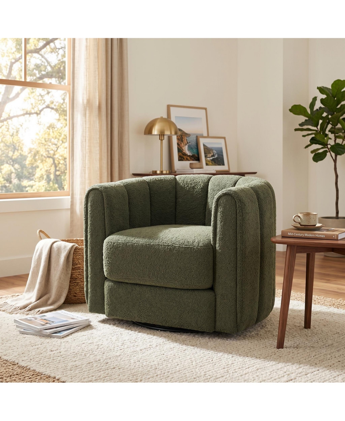 Click here for homfan Modern Swivel Barrel Accent Chair Soft Upho... prices
