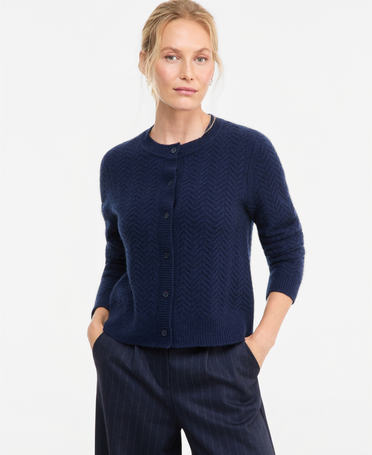 Click here for Charter Club Womens Cashmere Herringbone Cardigan... prices