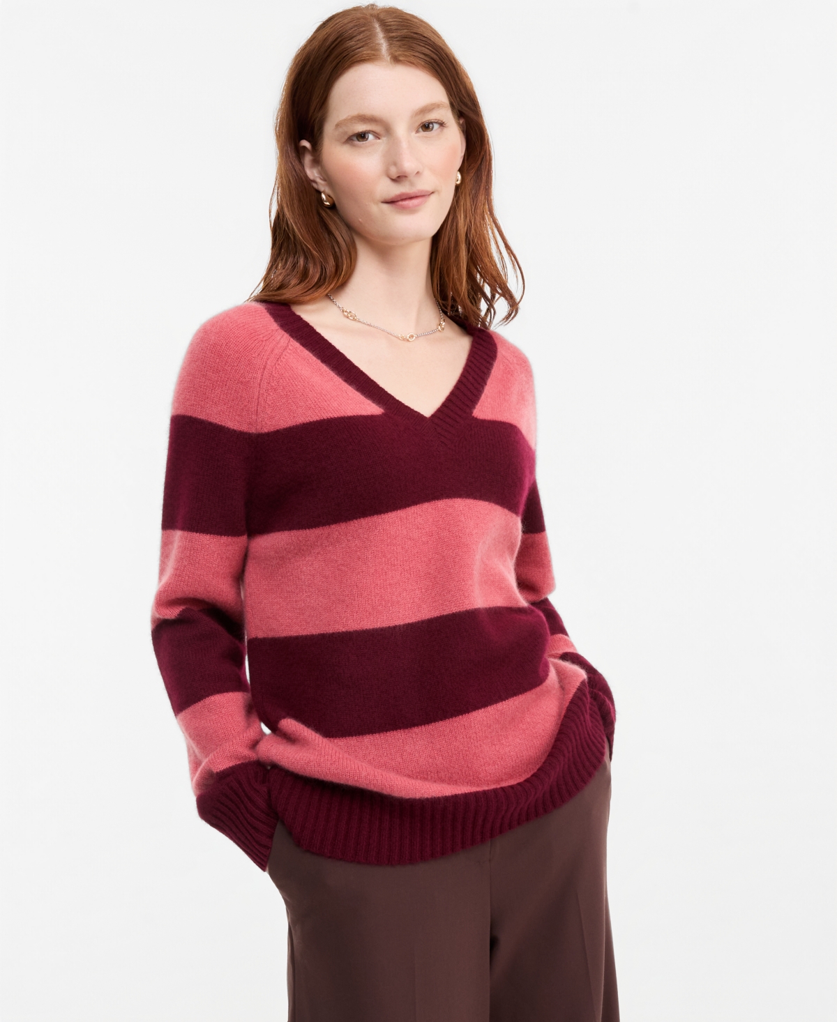 Click here for Charter Club Womens 100 Cashmere Striped V-Neck Sw... prices