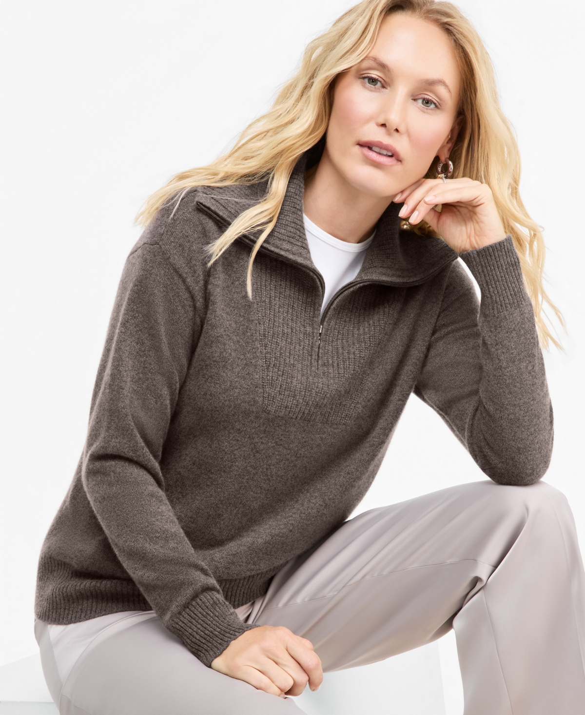Click here for Charter Club 100 Cashmere Womens Quarter-Zip Sweat... prices