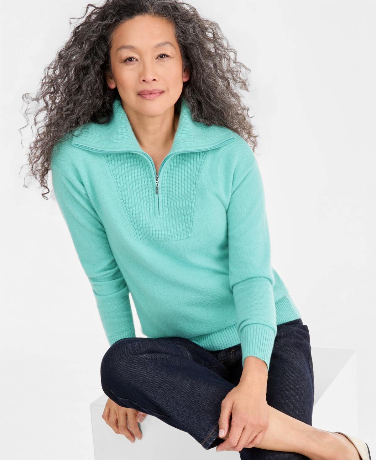 Click here for Charter Club 100 Cashmere Womens Quarter-Zip Sweat... prices
