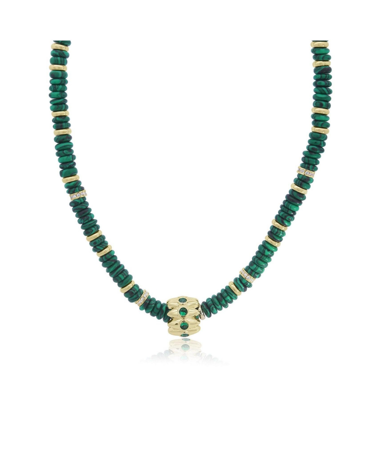 Click here for The Lovery Malachite Bead Rondel Necklace 18K Gold... prices