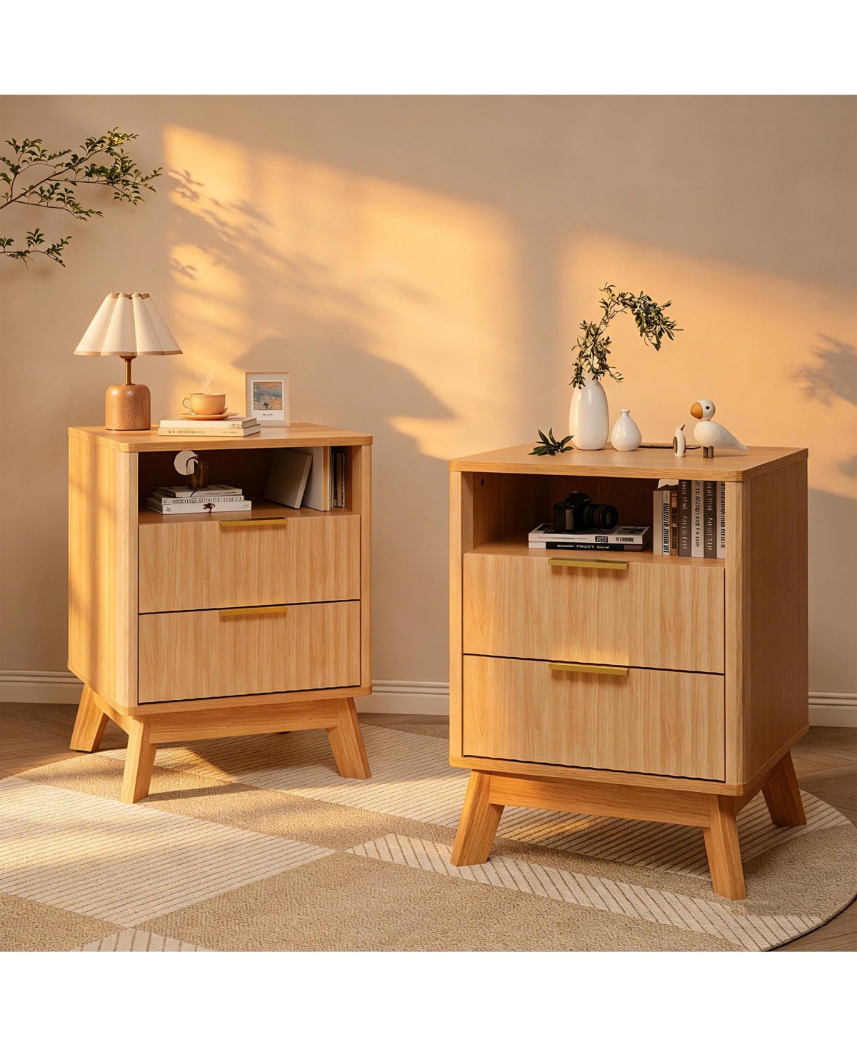 Click here for homfan 2-Pack 18 Fluted Nightstand with Charging S... prices