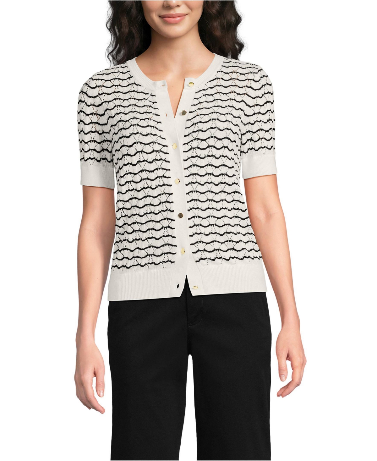 Click here for Lands End Womens Cotton Viscose Short Sleeve Cardi... prices