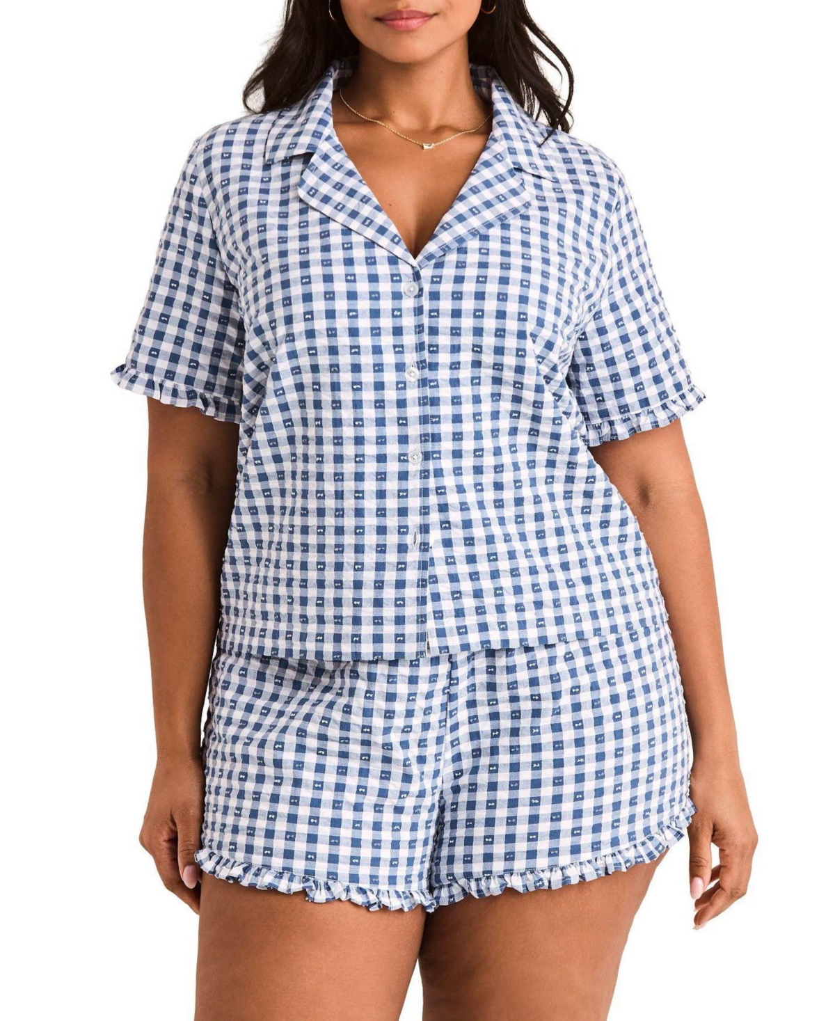 Click here for Adore Me Plus Size Barbara Short Pajama Set - Blue prices