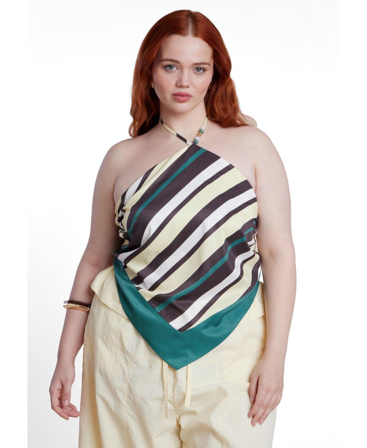 Click here for Eloquii Plus Size Halter Scarf Womens Top - Earth... prices