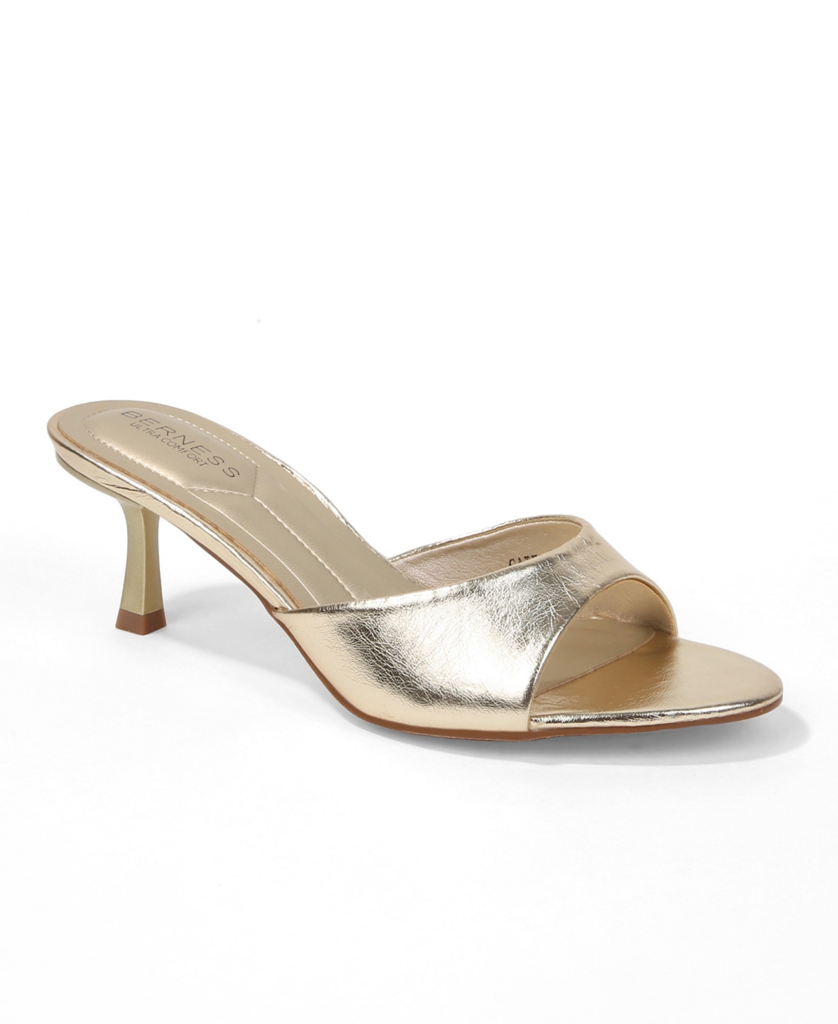 Click here for Berness Womens Cath Minimalist Heeled Slides - Gol... prices
