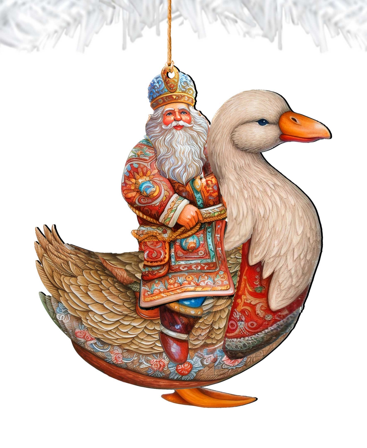 Click here for Designocracy Charming Santa on Goose Christmas Woo... prices