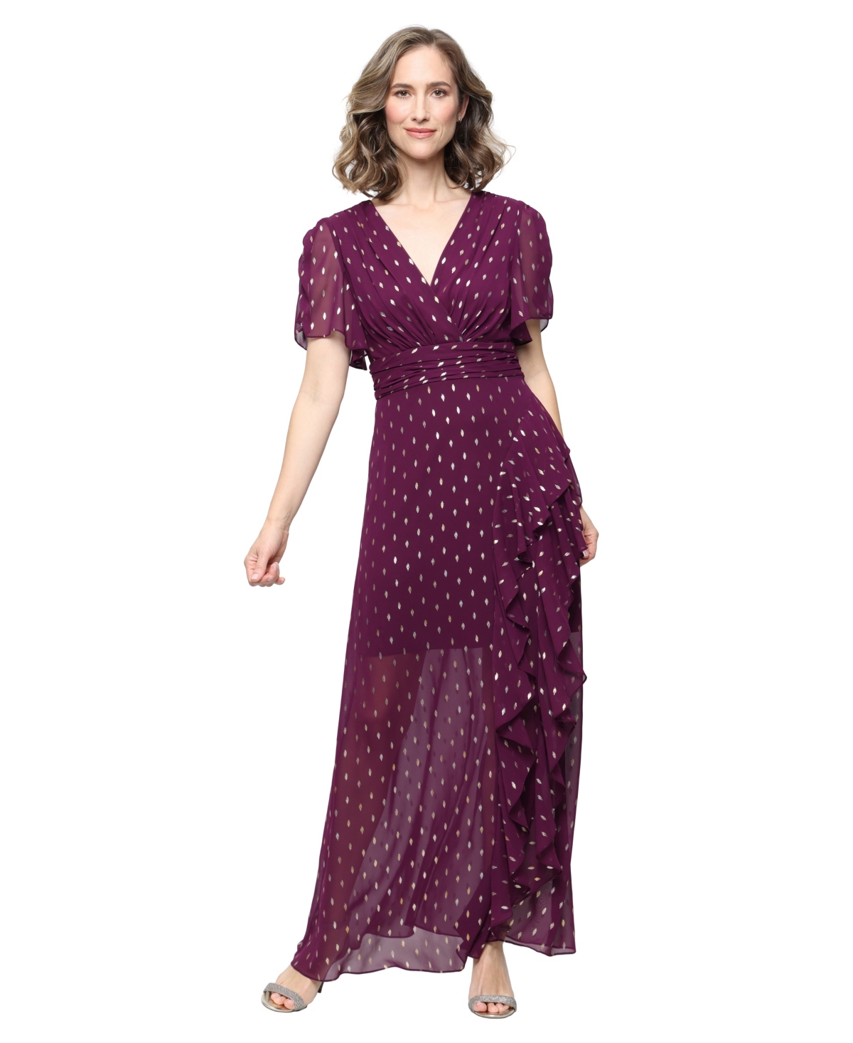 Click here for Sl Fashions Petite Short-Sleeve V-Neck Long Dress... prices