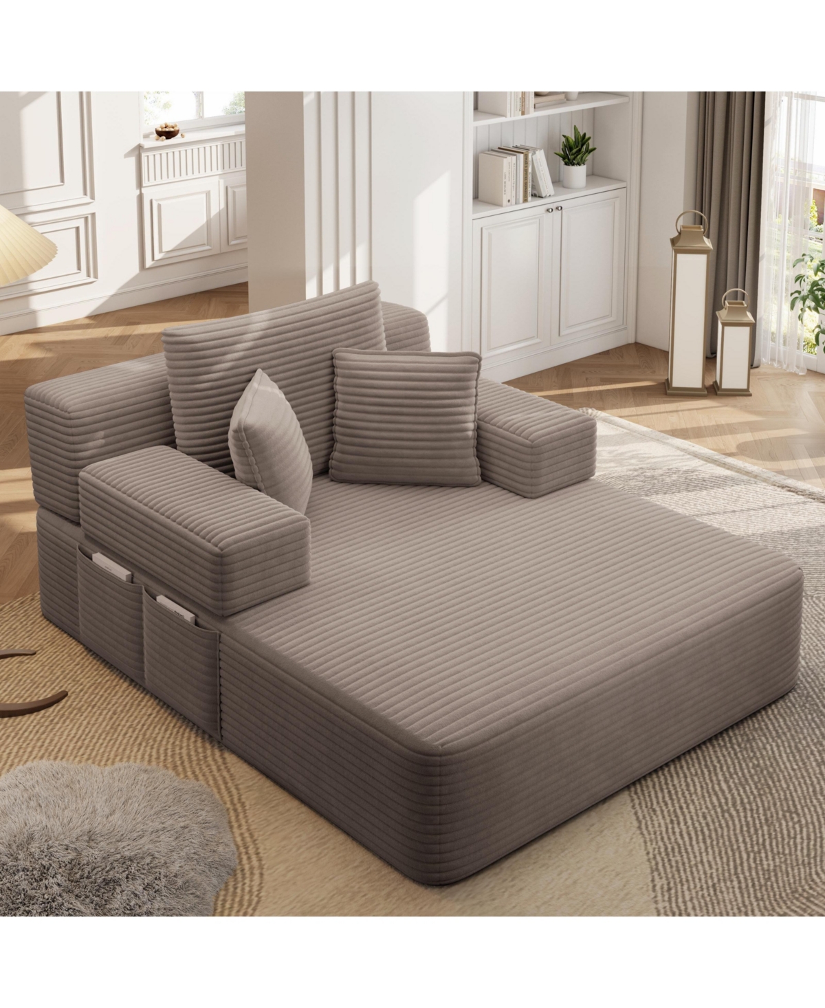 Click here for Clihome Luxurious Plush Corduroy Chaise Lounge wit... prices