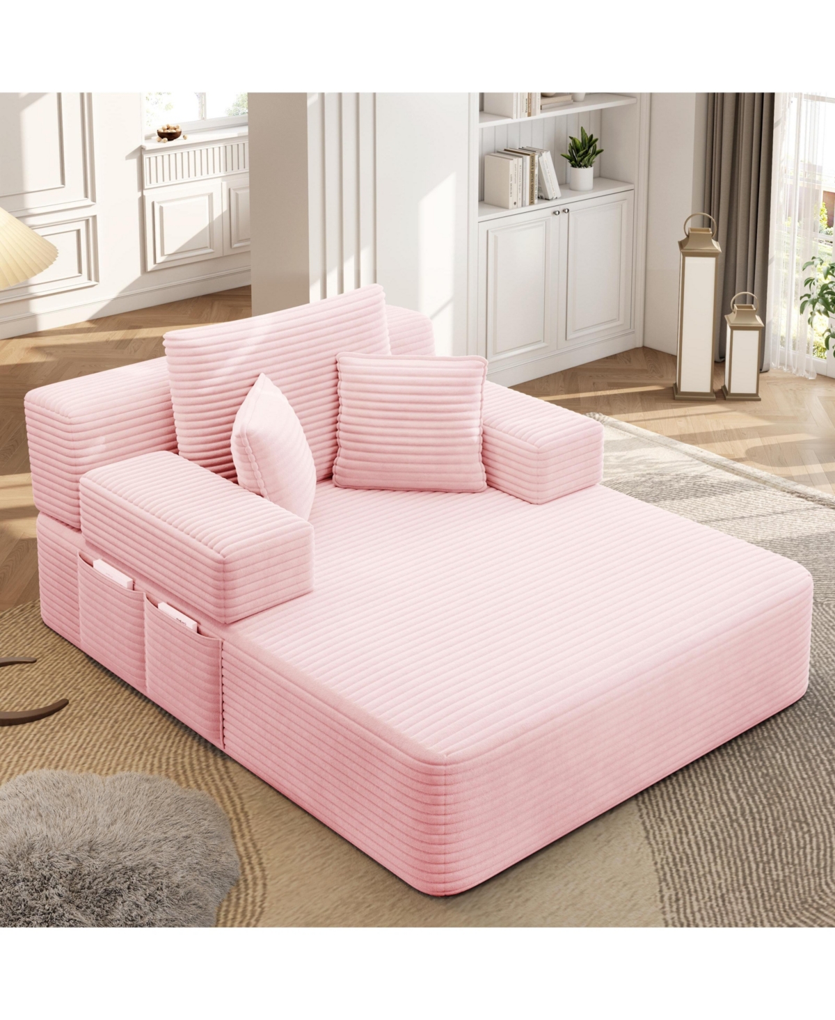 Click here for Clihome Luxurious Plush Corduroy Chaise Lounge wit... prices