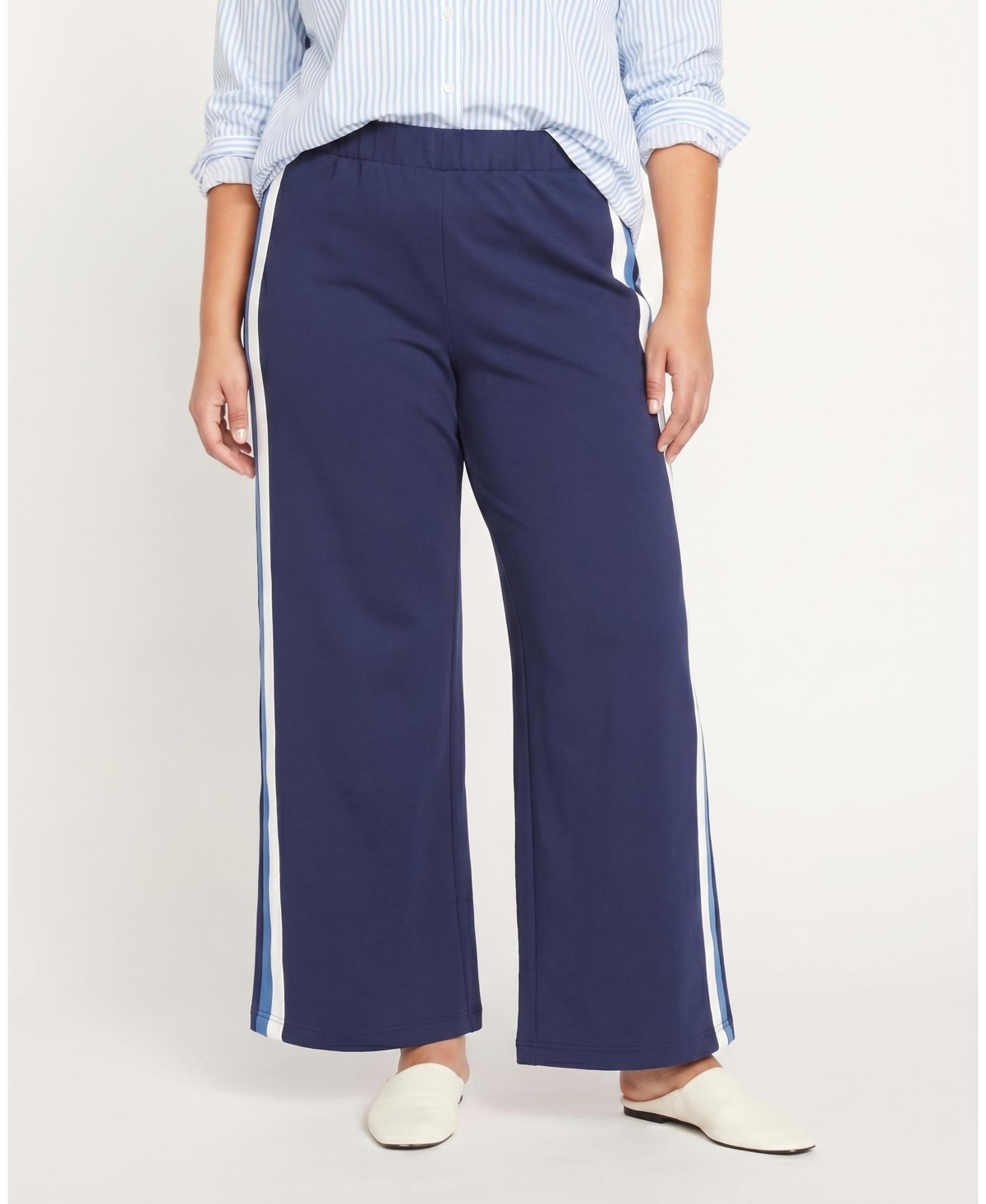Click here for Universal Standard Plus Size Wide Leg Stripe Ponte... prices