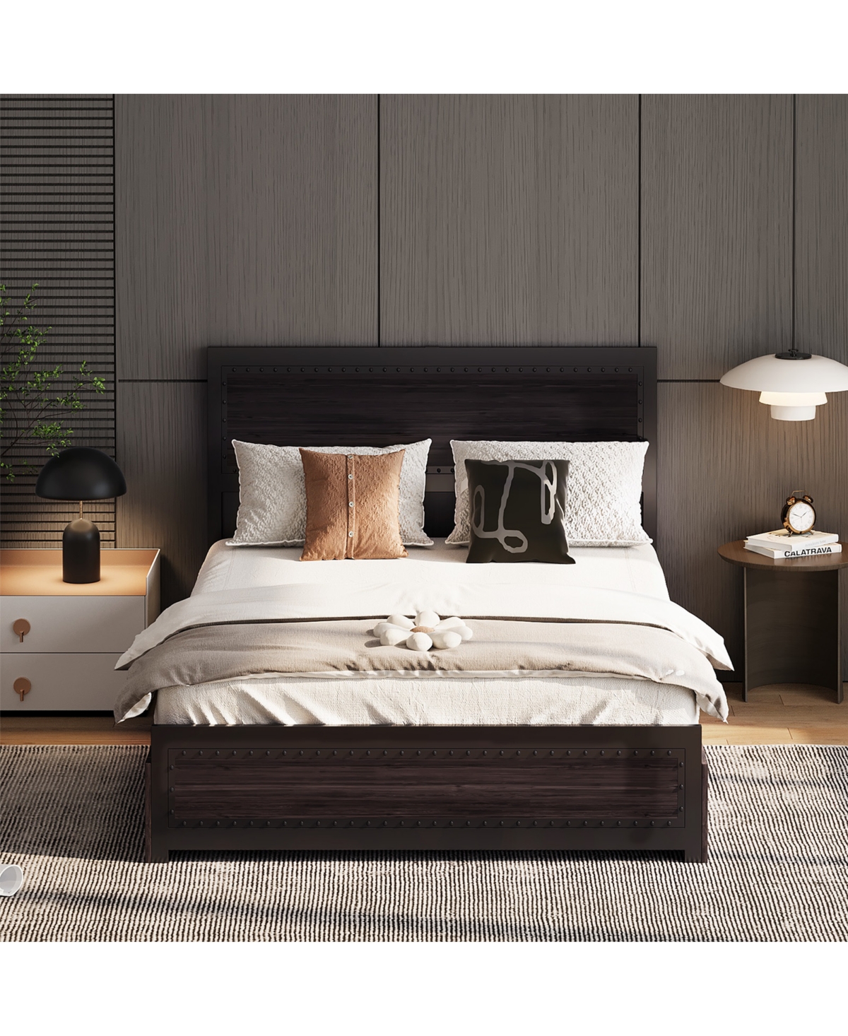 Click here for homfan Platform Bed Frame with Headboard and 4 Sto... prices