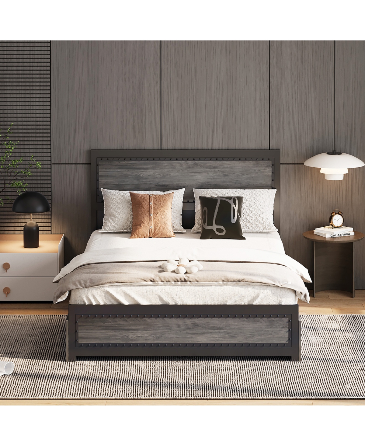 Click here for homfan Platform Bed Frame with Headboard and 4 Sto... prices