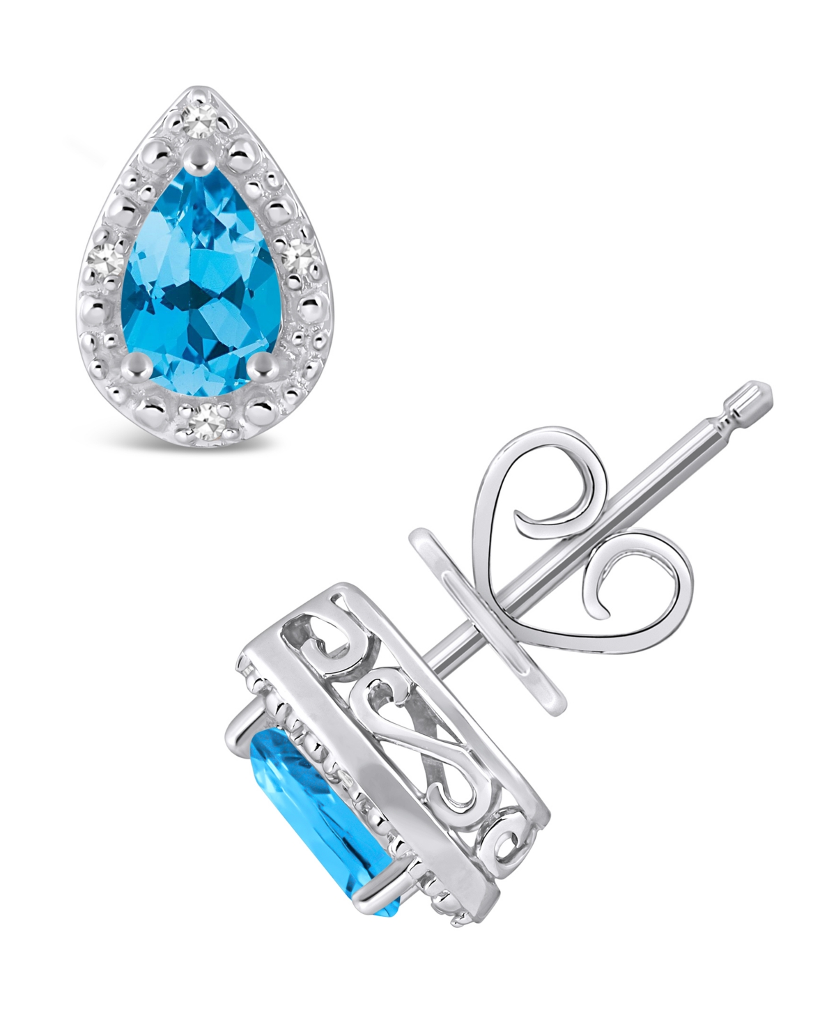 Click here for Gemstone and Diamond Accent Stud Earrings in Sterl... prices