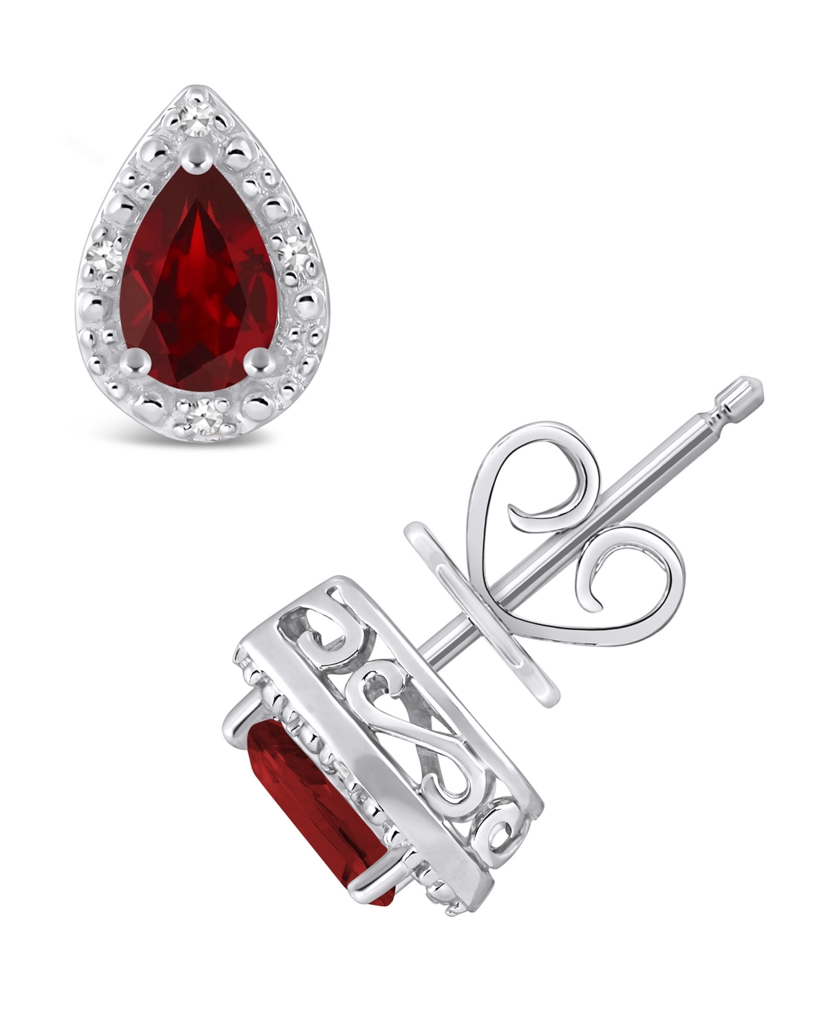 Click here for Gemstone and Diamond Accent Stud Earrings in Sterl... prices