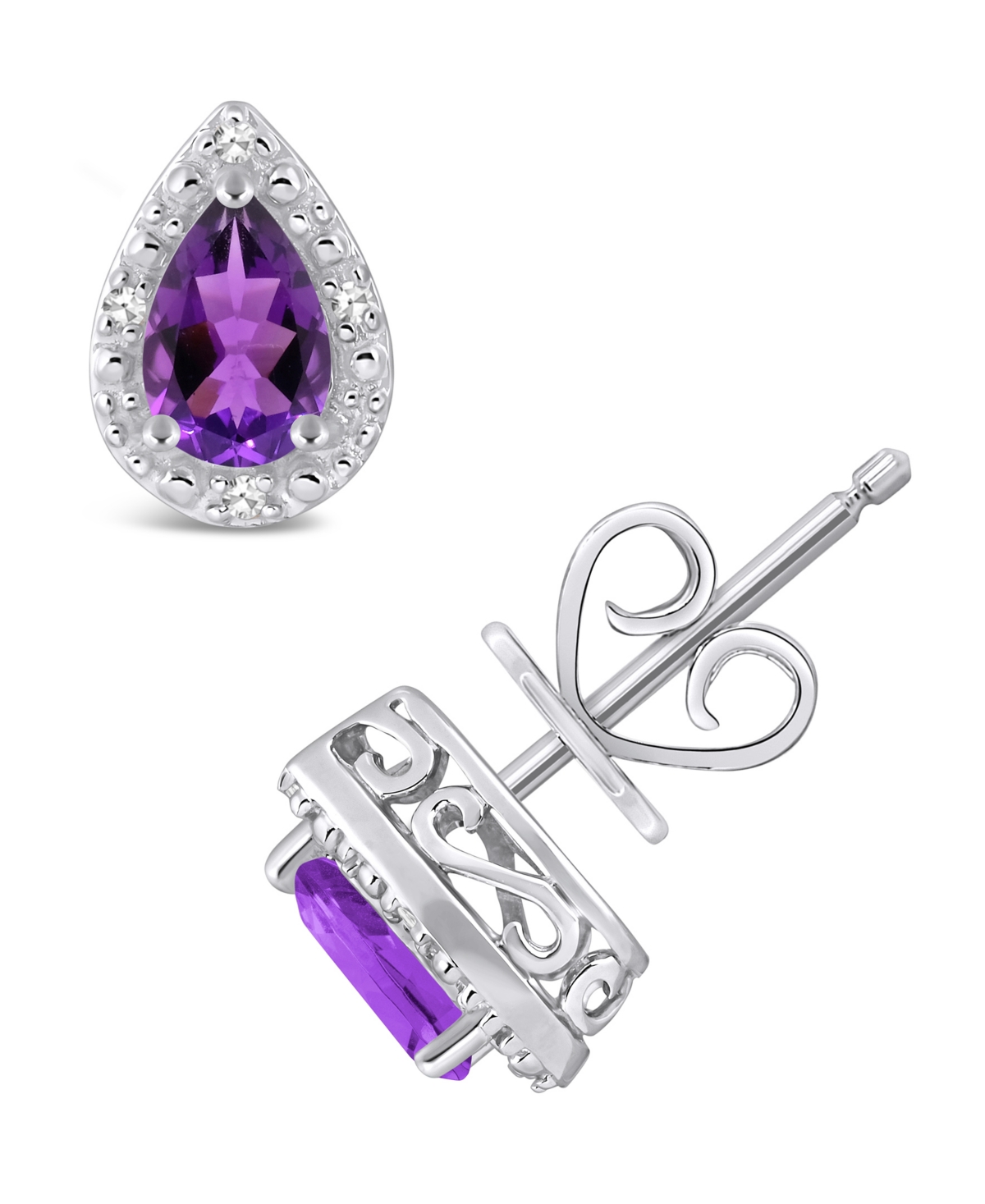 Click here for Gemstone and Diamond Accent Stud Earrings in Sterl... prices