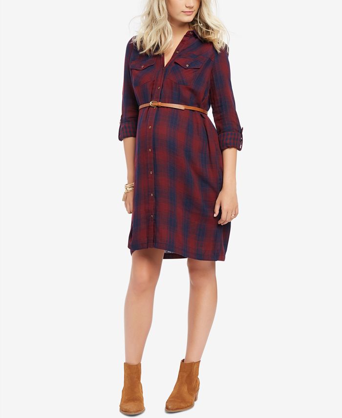 Motherhood Maternity Plaid Shirtdress - Macy's