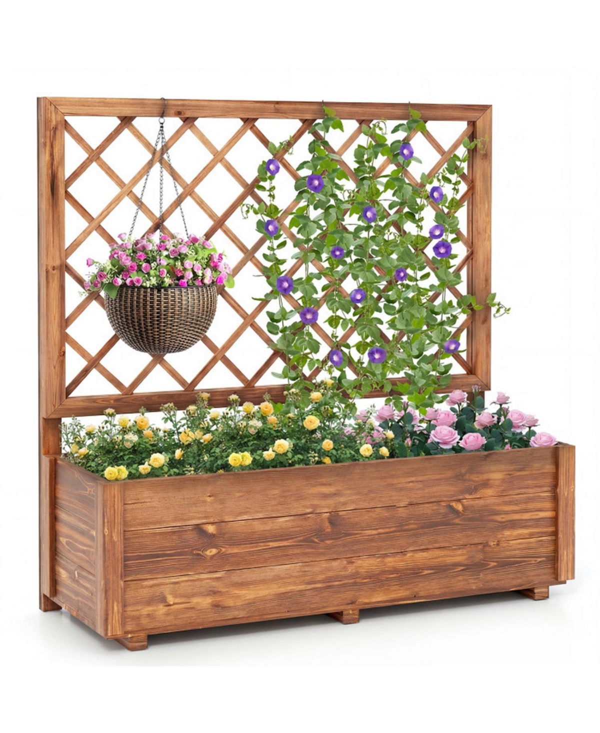 Click here for Gouun Elevated Wood Raised Garden Bed with Lattice... prices