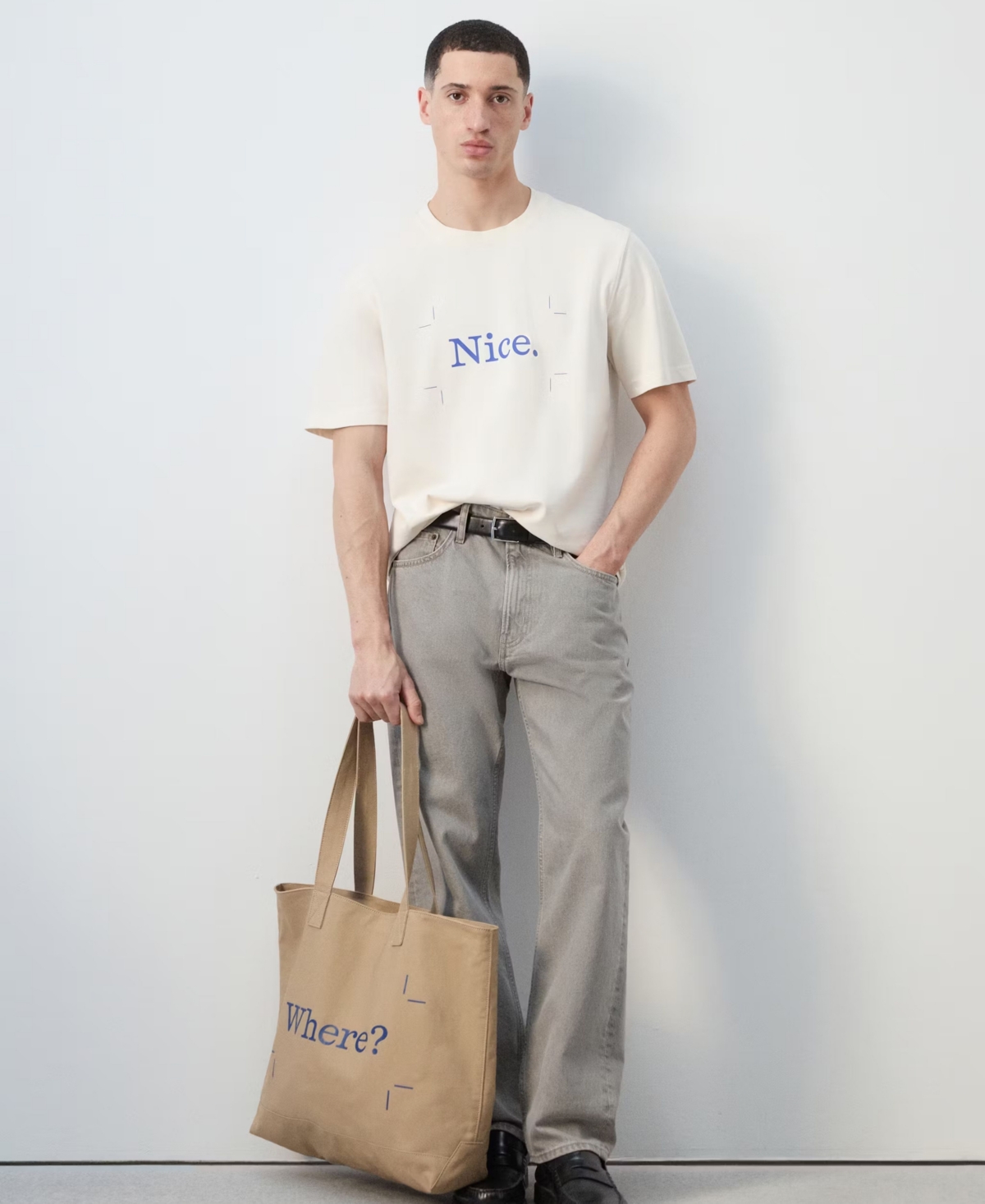 Click here for Mango Mens Cotton Canvas Tote Bag - Beige prices