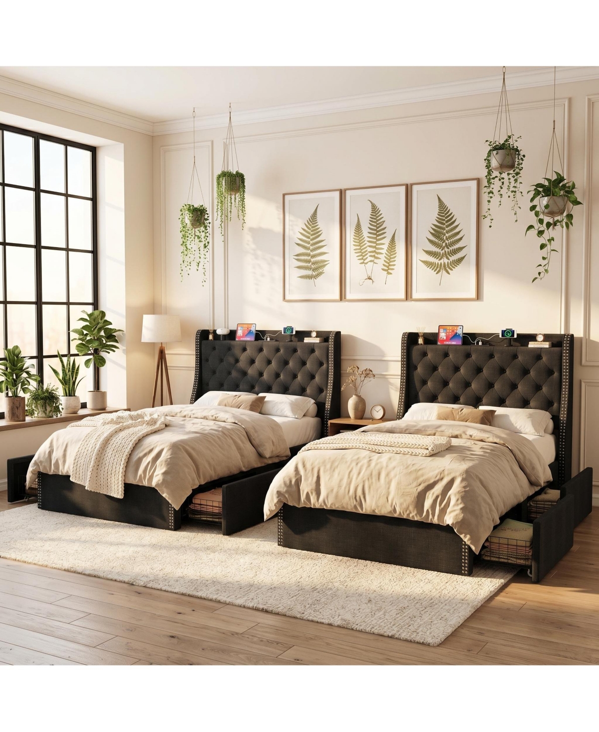 Click here for homfan 2 piece Upholstered Platform Bed Frame with... prices