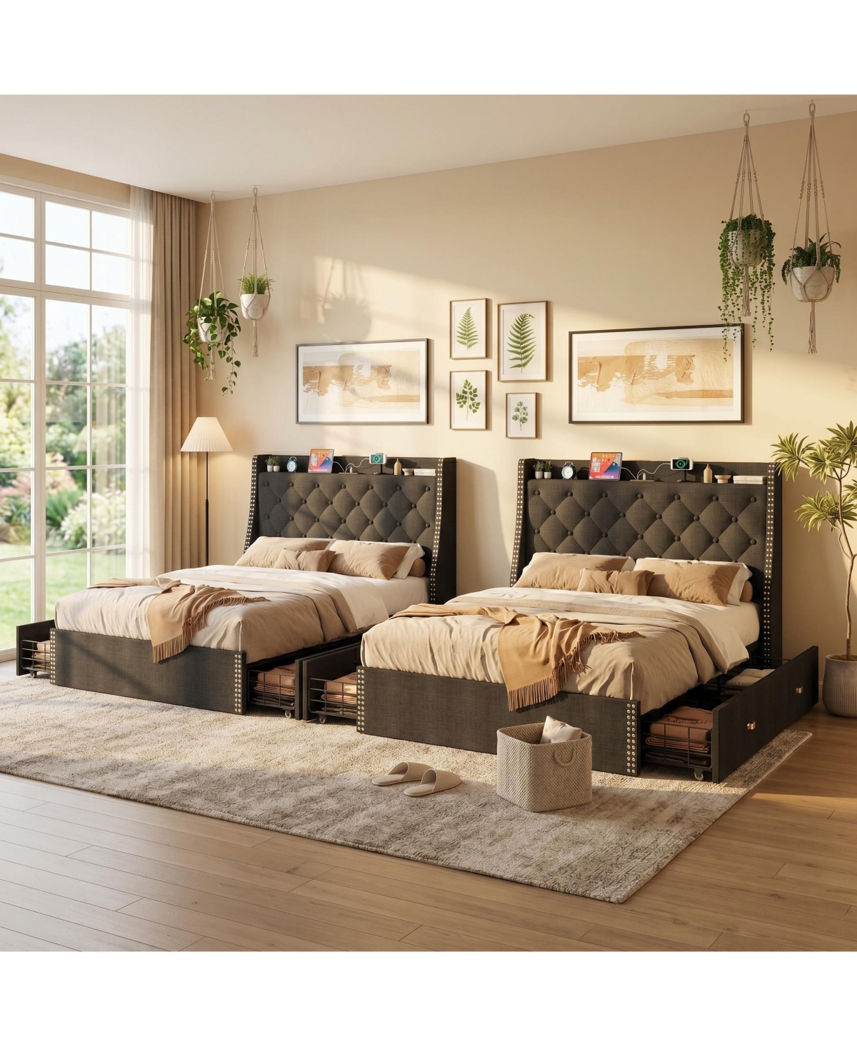 Click here for homfan 2 piece Upholstered Platform Bed Frame with... prices