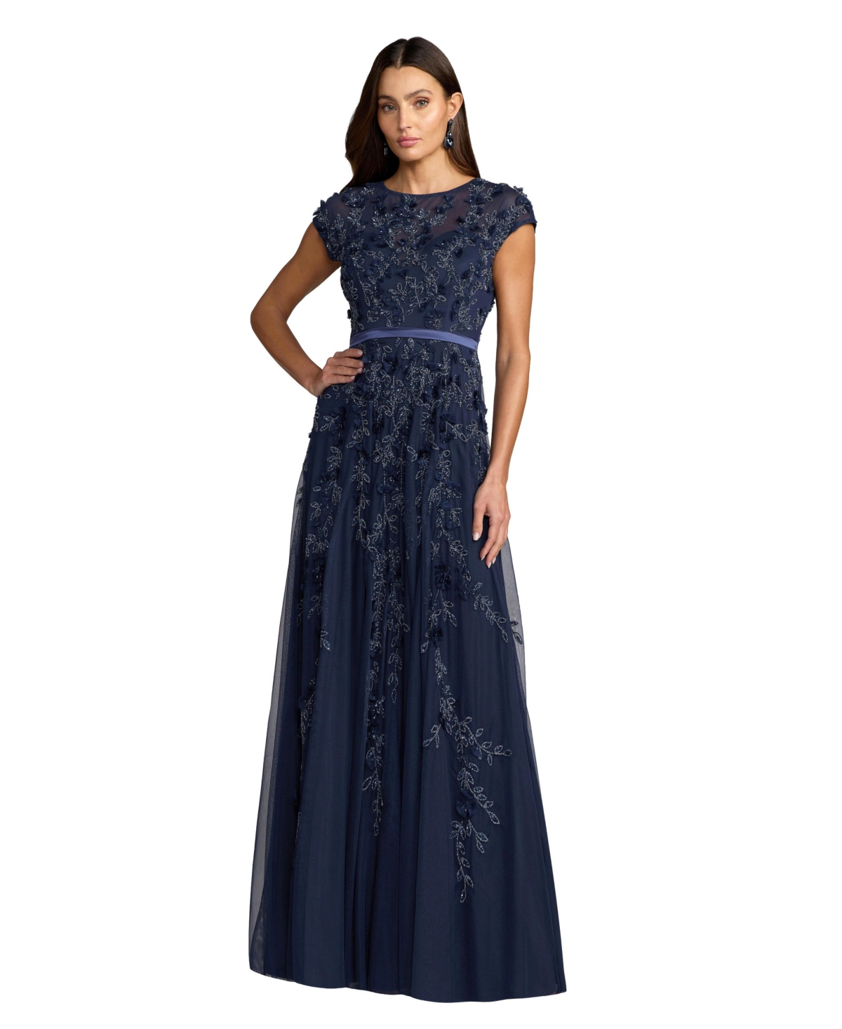 Click here for Mac Duggal Womens Floral Embellished Short Sleeve... prices