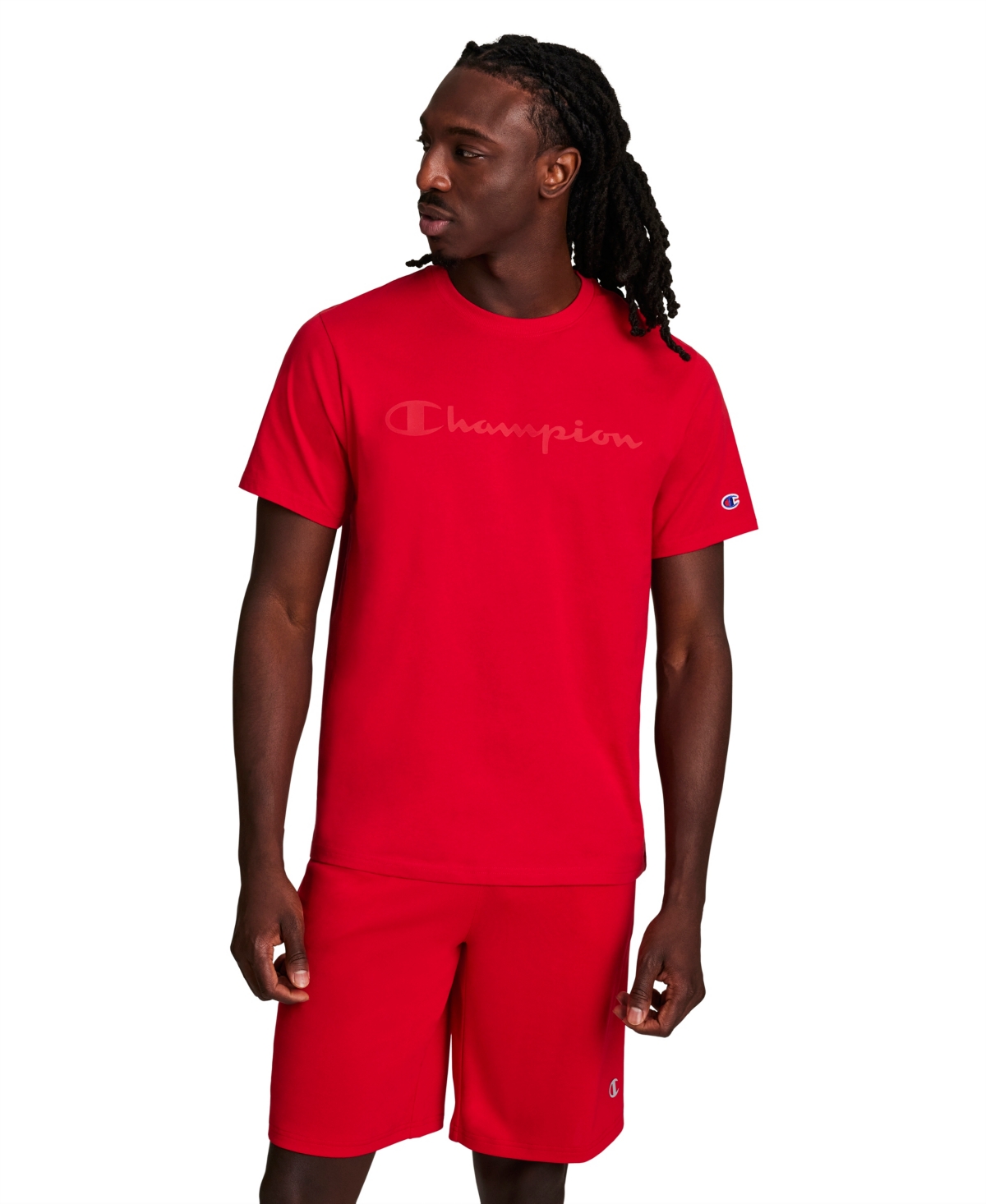 Click here for Champion Mens Classic Logo Crewneck Short-Sleeve T... prices