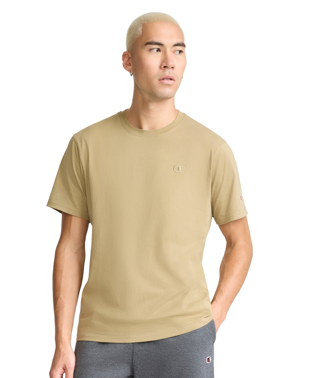 Click here for Champion Mens Cotton Jersey T-Shirt - Sand Peppe prices