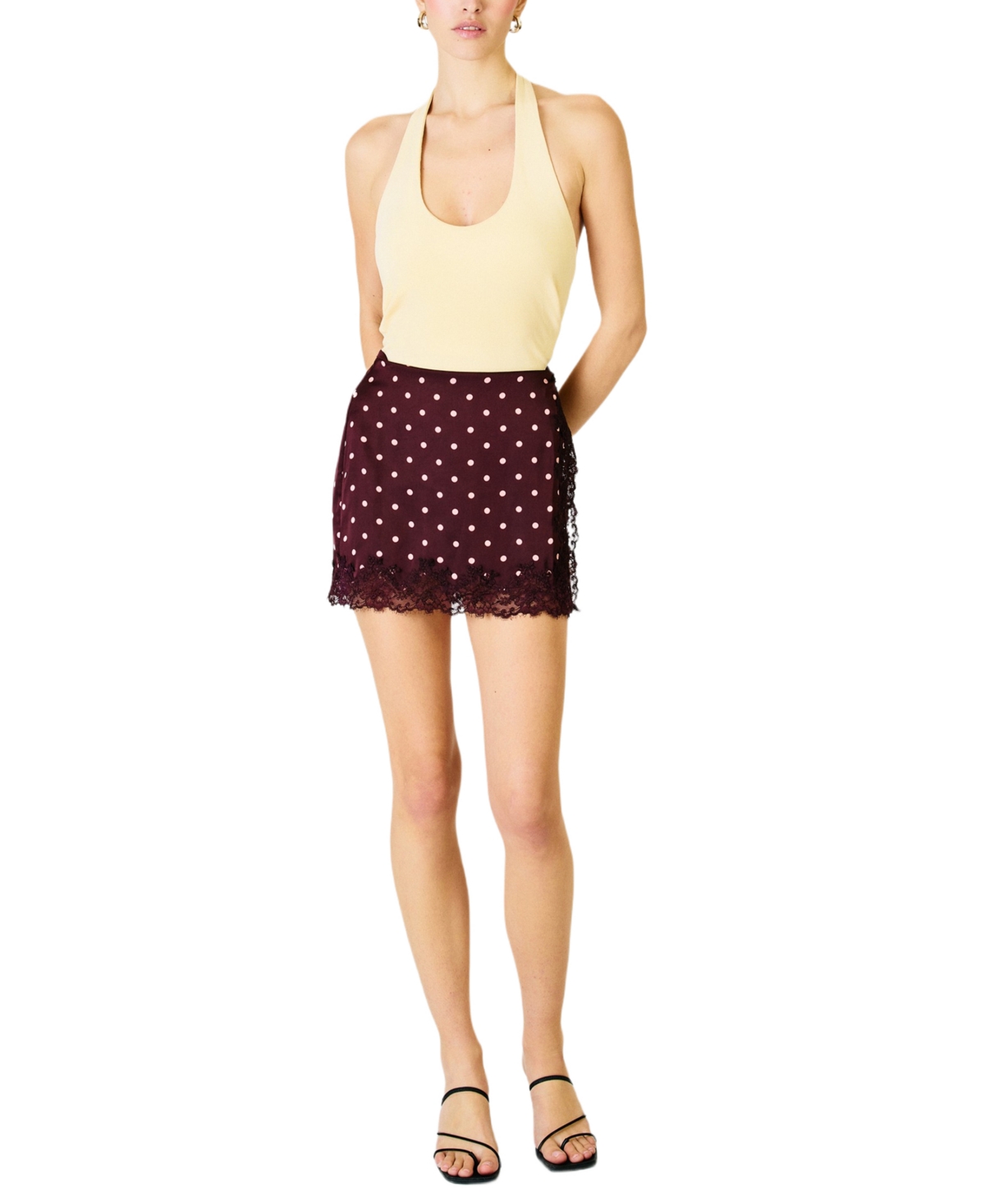 Click here for Line & Dot Womens Raye Polka Dot Mini Skirt - Wine prices