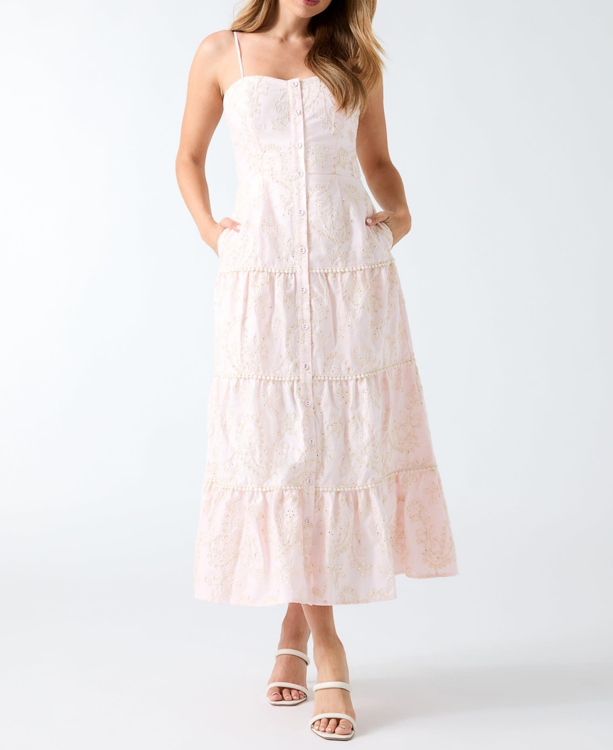 Click here for Guess Womens Evelyn Sleeveless Midi Dress - Lowkey... prices