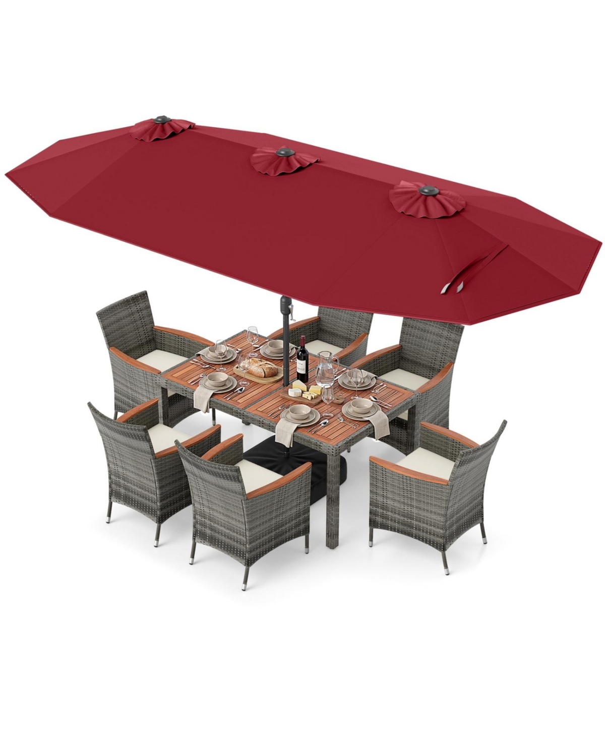 Click here for Sugift 8-Piece Wicker Dining Set with Solar Led Pa... prices