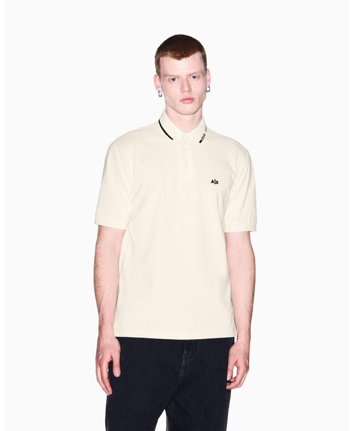 Click here for A|X Armani Exchange Mens Pique Tipping Wording Pol... prices