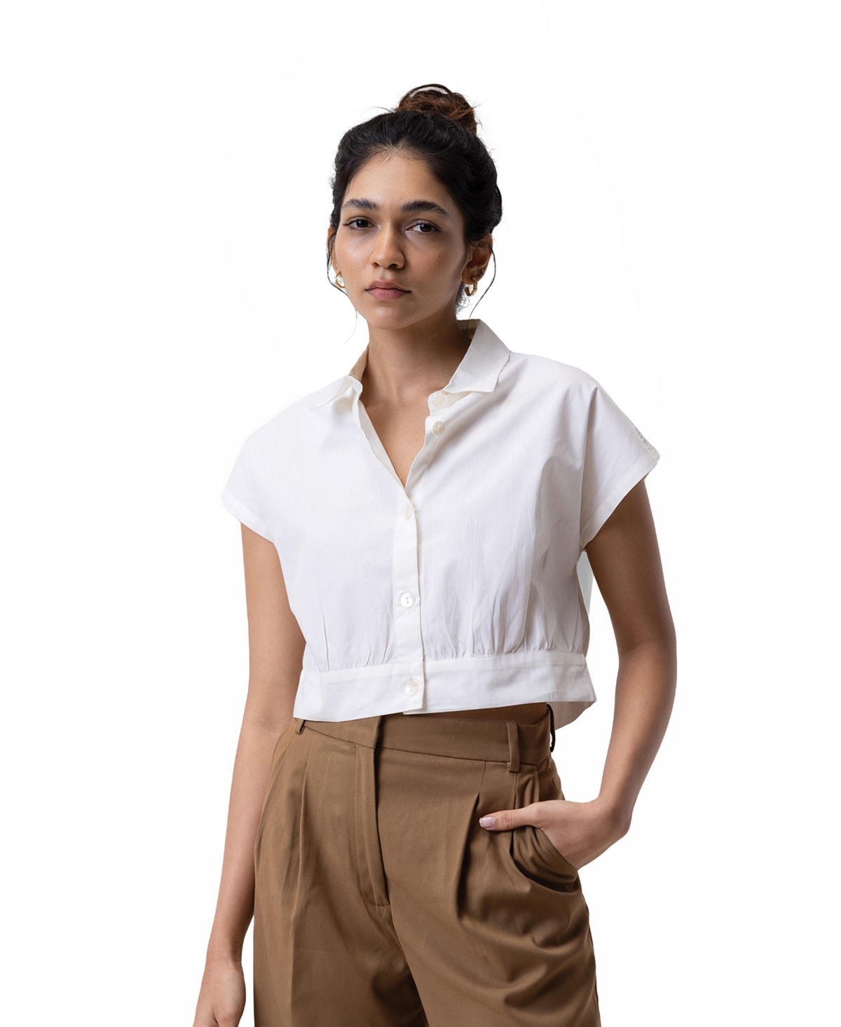 Click here for Reistor Womens Oversized Crop Shirt in Summer Blue... prices