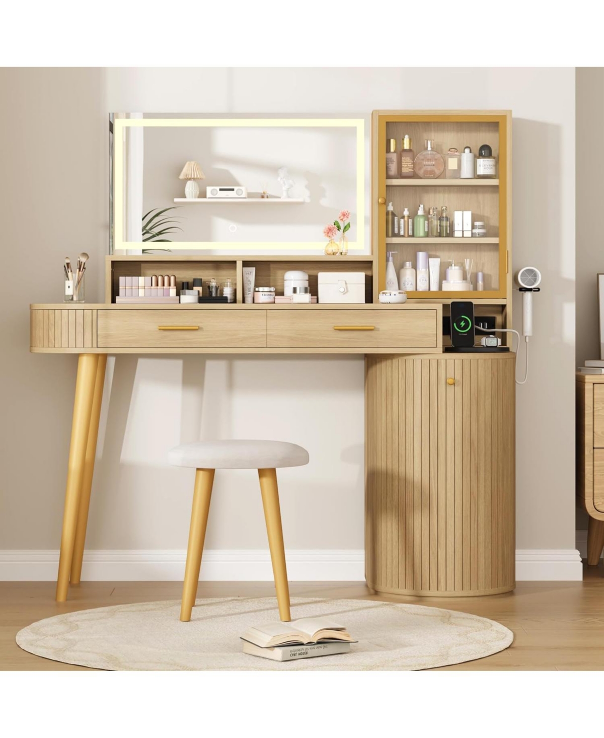 Click here for homfan 47.2 Vanity Desk with Lighted Mirror  Charg... prices