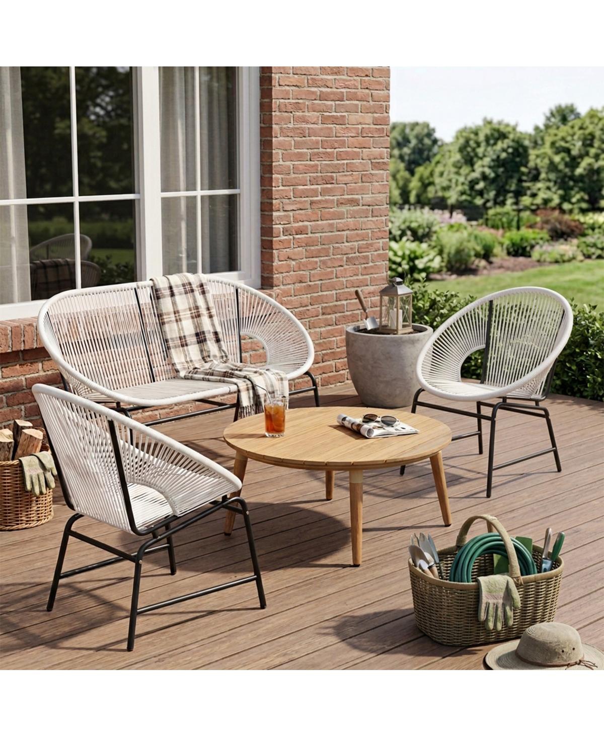 Click here for Asagikoiai Piece Rattan Outdoor Conversation Set w... prices