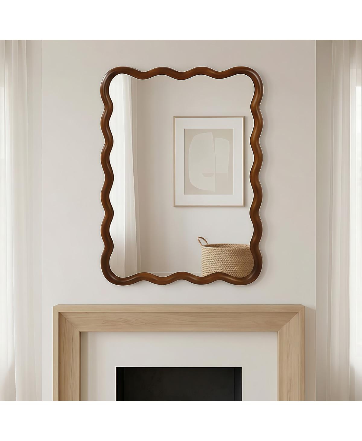 Click here for Laoties 30 x 40 Wavy Wall Mirror  Solid Wood Bathr... prices
