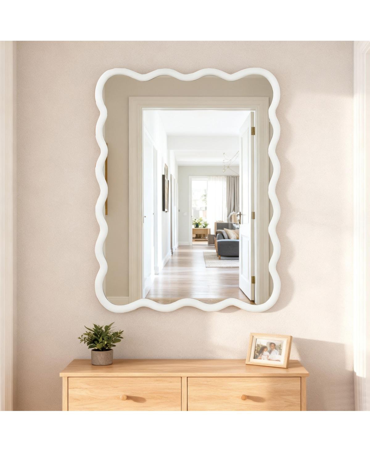 Click here for Laoties 30 x 40 Wavy Wall Mirror  Solid Wood Bathr... prices