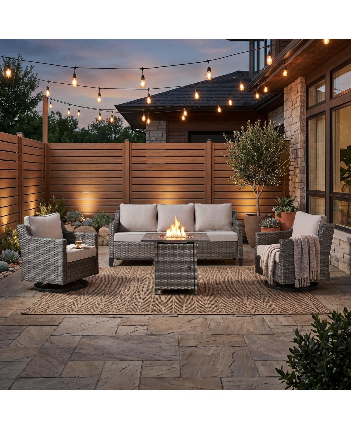 Click here for Pocassy Patio Furniture Set with Fire Pit Table  S... prices