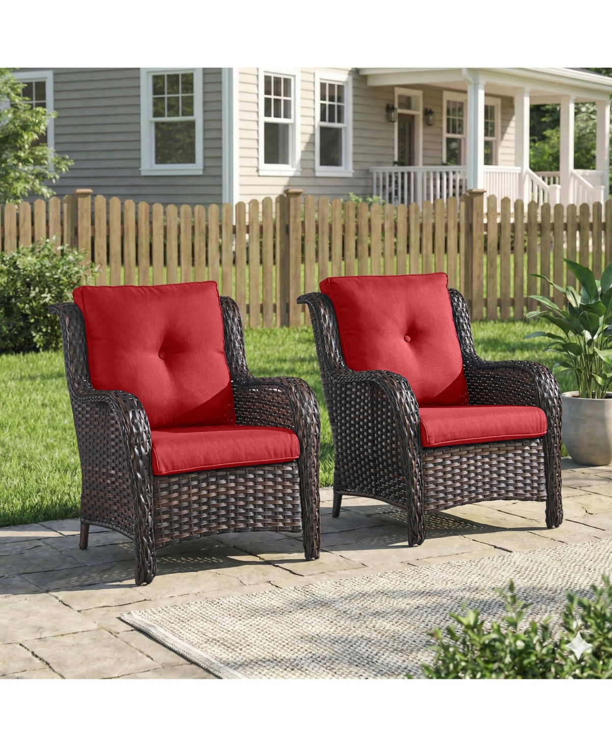 Click here for Pocassy High Back Patio Chairs Set of 2 - Wicker C... prices