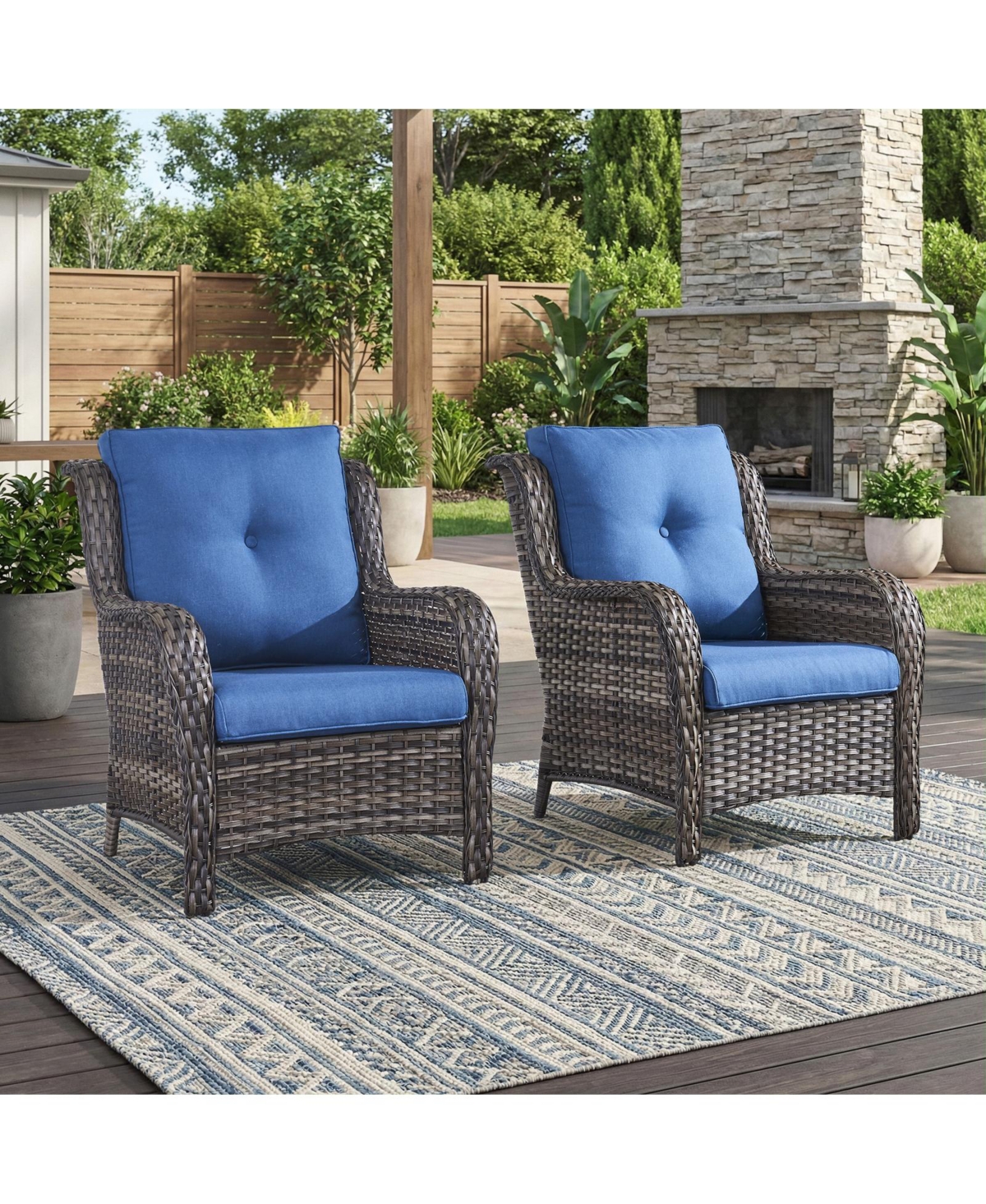 Click here for Pocassy High Back Patio Chairs Set of 2 - Wicker C... prices