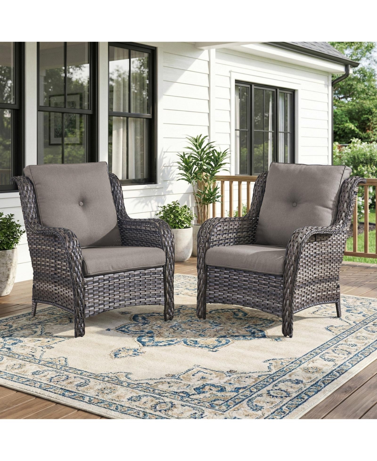 Click here for Pocassy High Back Patio Chairs Set of 2 - Wicker C... prices