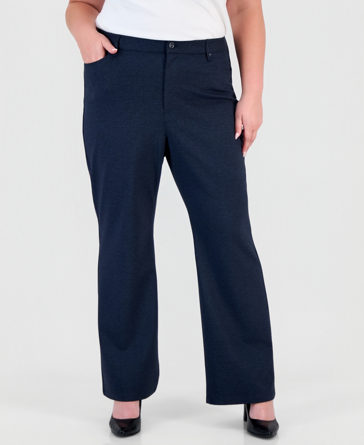 Jones New York Plus Size Ff Lexington Bootleg High-Waisted Jeans - Pacific Navy Multi