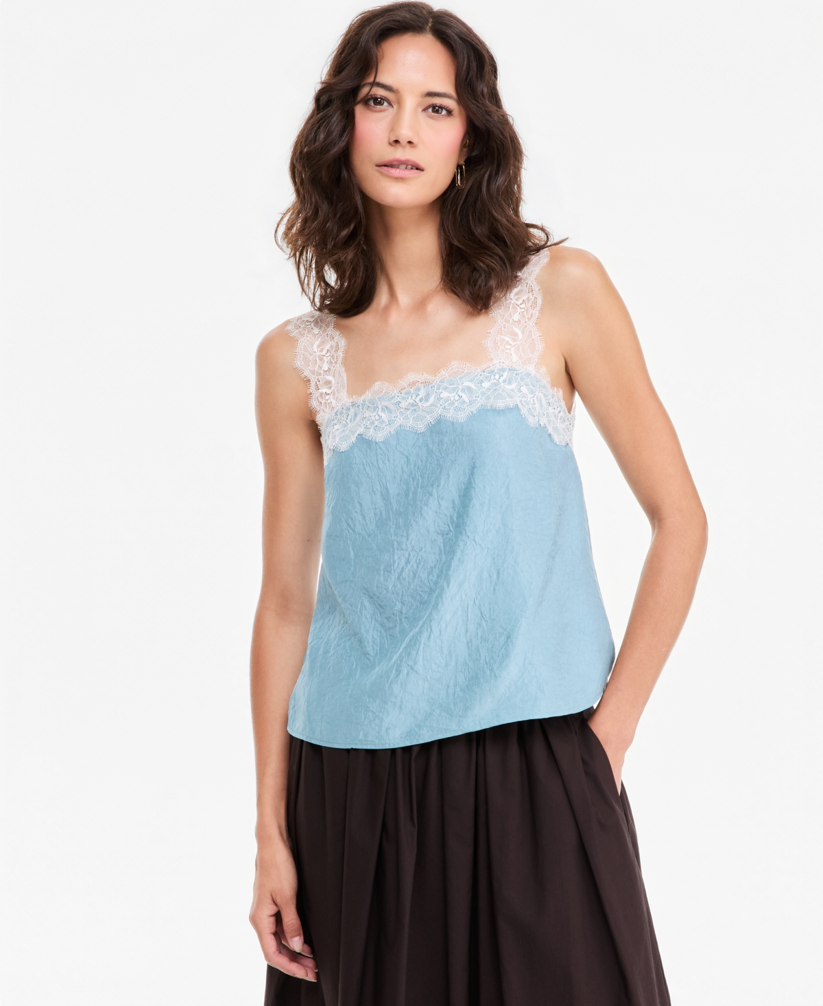Click here for On 34th Womens Crinkle Satin Lace-Trim Tank  Macys... prices